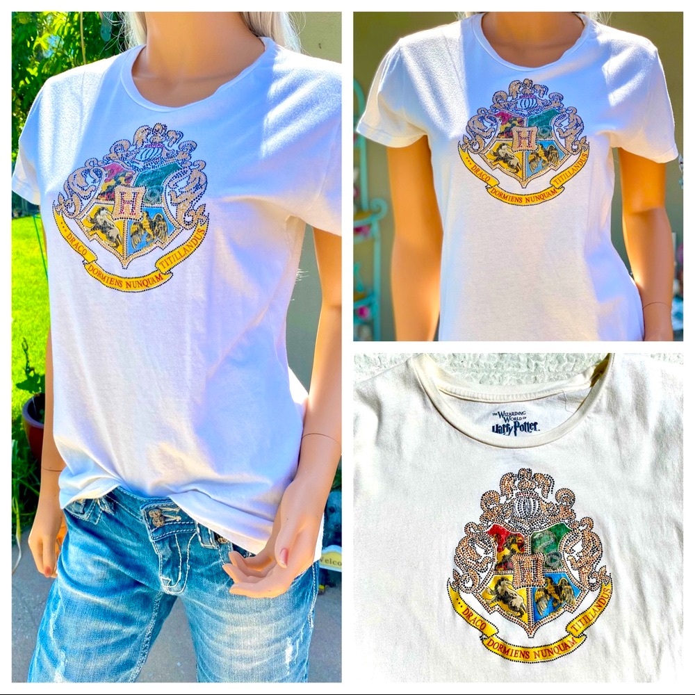 Vtg Harry Potter Hogwarts Draco Bling Crest T-Shirt - Gem